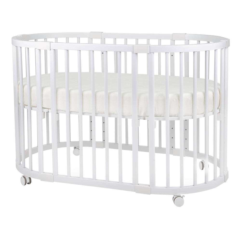 Happy Cot Happy Forever 7-in-1 Convertible Oval Baby Cot - Natural / W ...